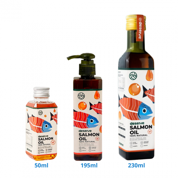 Deserve Salmon Oil 100% Natural – ดีเสิร์ฟ น้ำมันแซลมอน สำหรับสัตว์เลี้ยง บำรุงขน ข้อต่อ หัวใจ ...